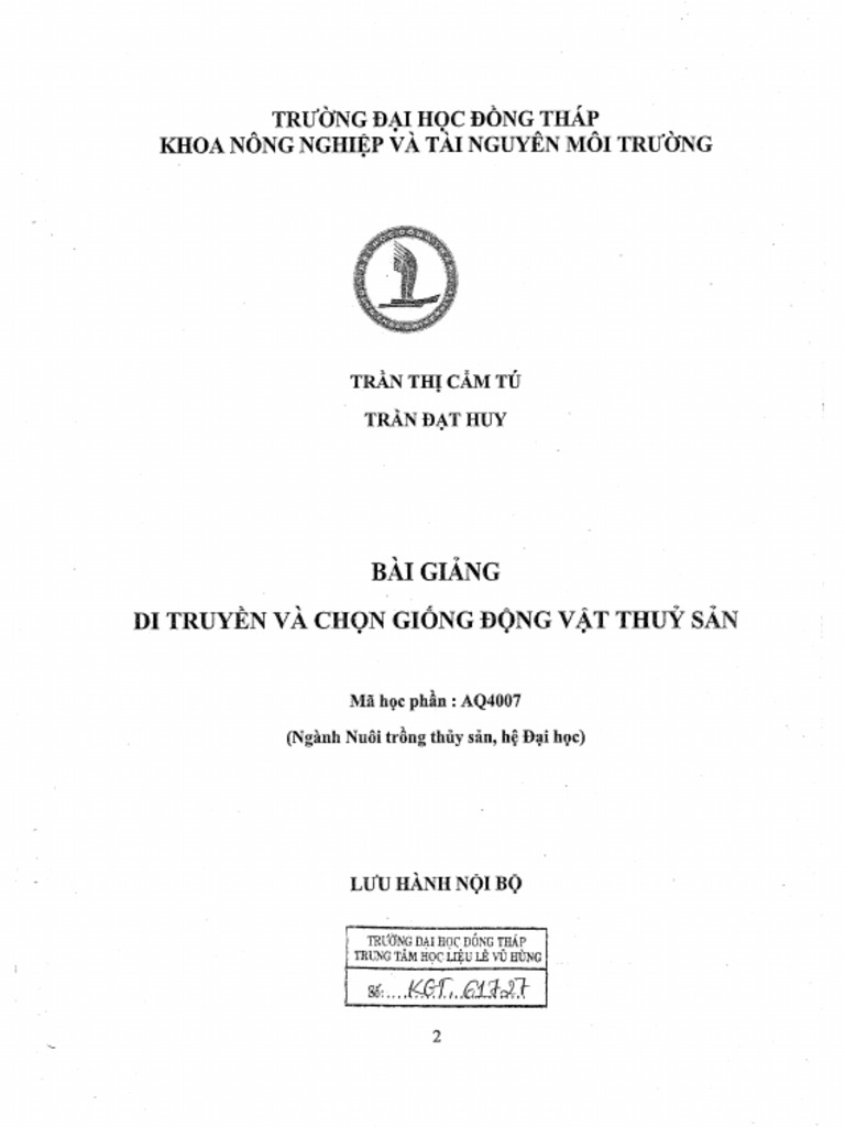 BG - Di Truyen Va Chon Giong Dong Vat Thuy San | PDF