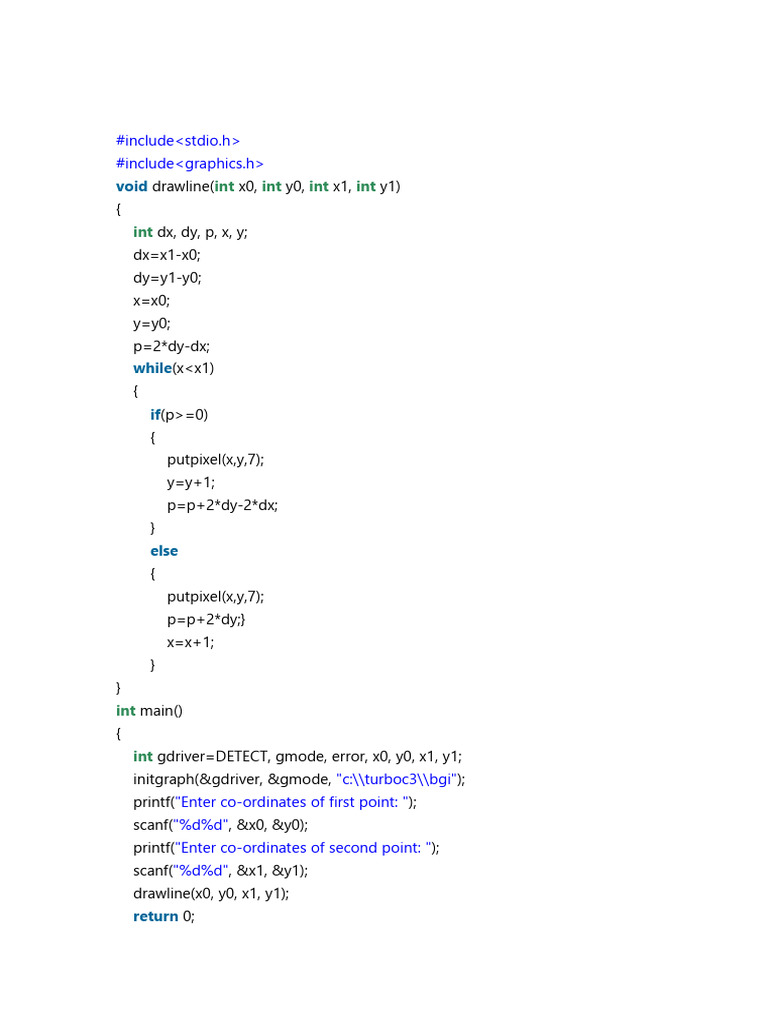 3. Program to Implement Bresenham | PDF