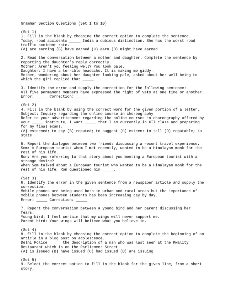 Grammar_Que | PDF