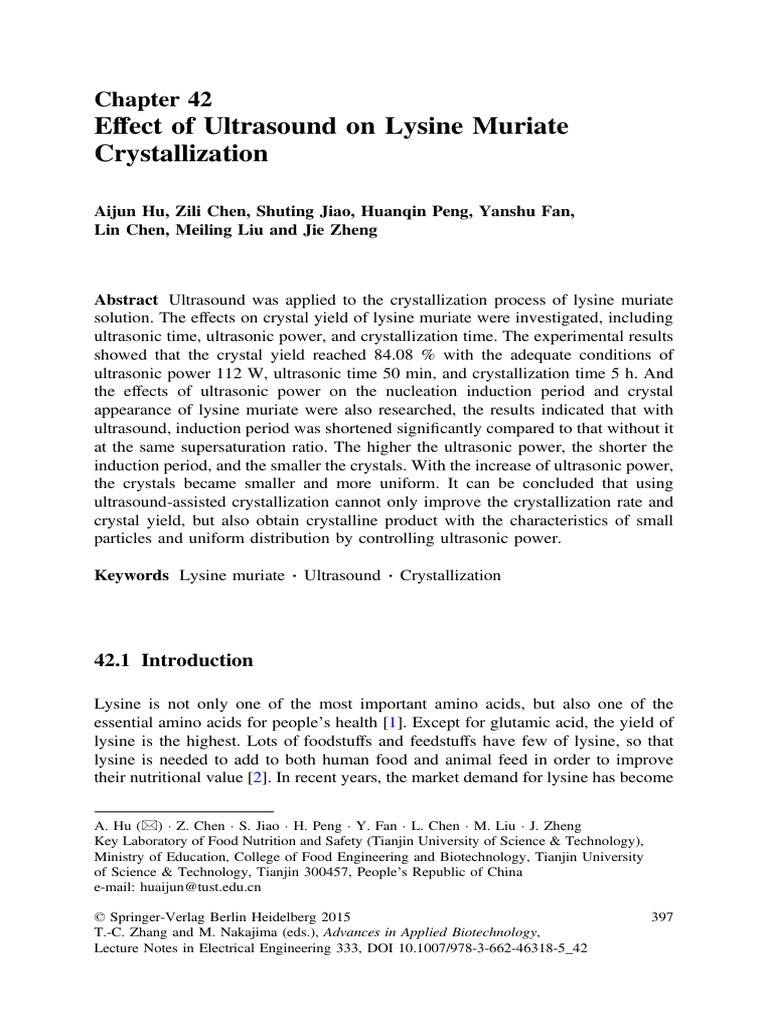 0114-Chapter 42 Effect of Ultrasound On Lysine Muriate Crystallization | PDF | Ultrasound ...