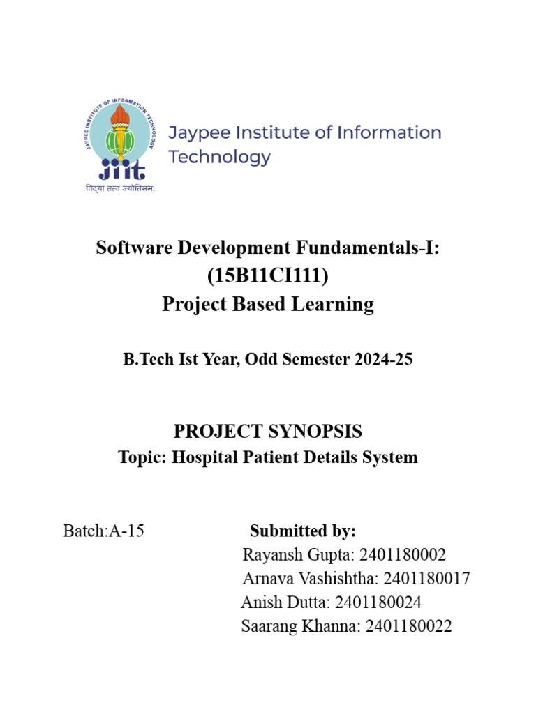 SDF Project Synopsis (Rayansh) | PDF | Variable (Computer Science) | Computer Engineering