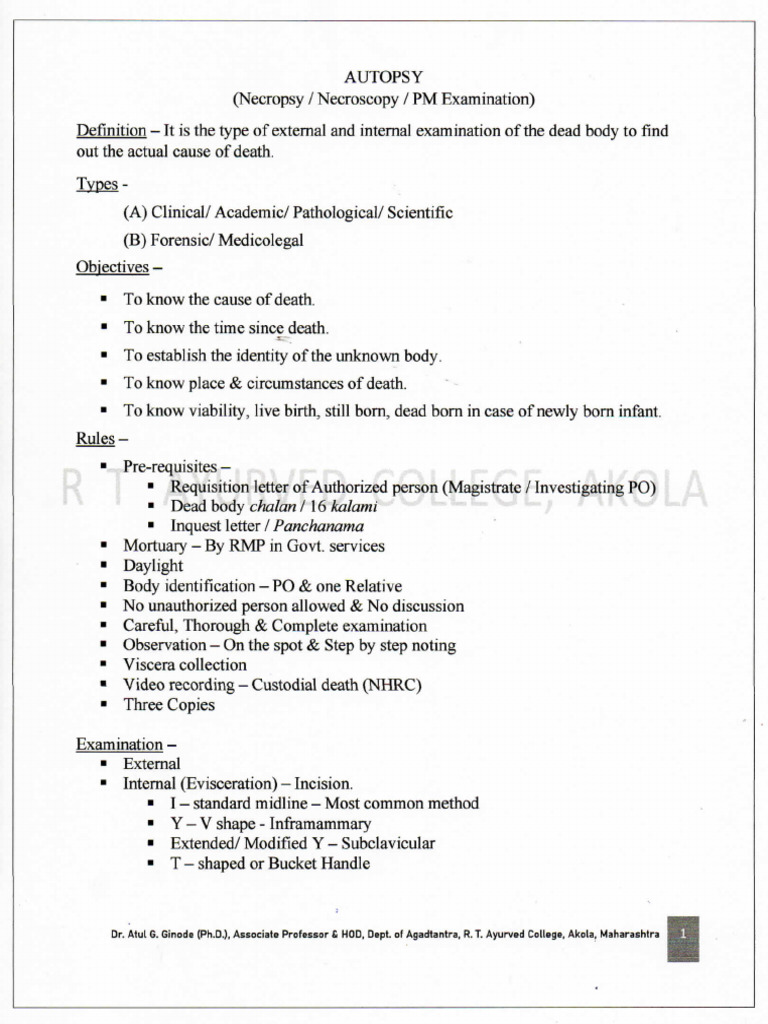 AUTOPSY Short Notes | PDF
