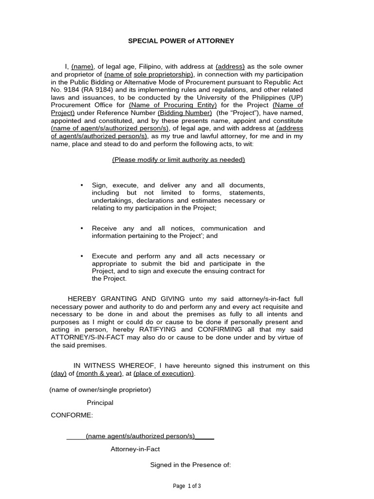 Format Authority of Signatory For Sole Ownership | PDF | Affidavit ...