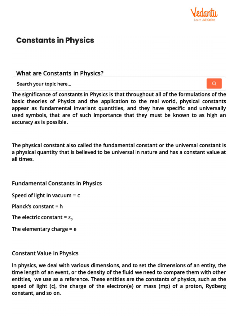 Constants in Physics | PDF
