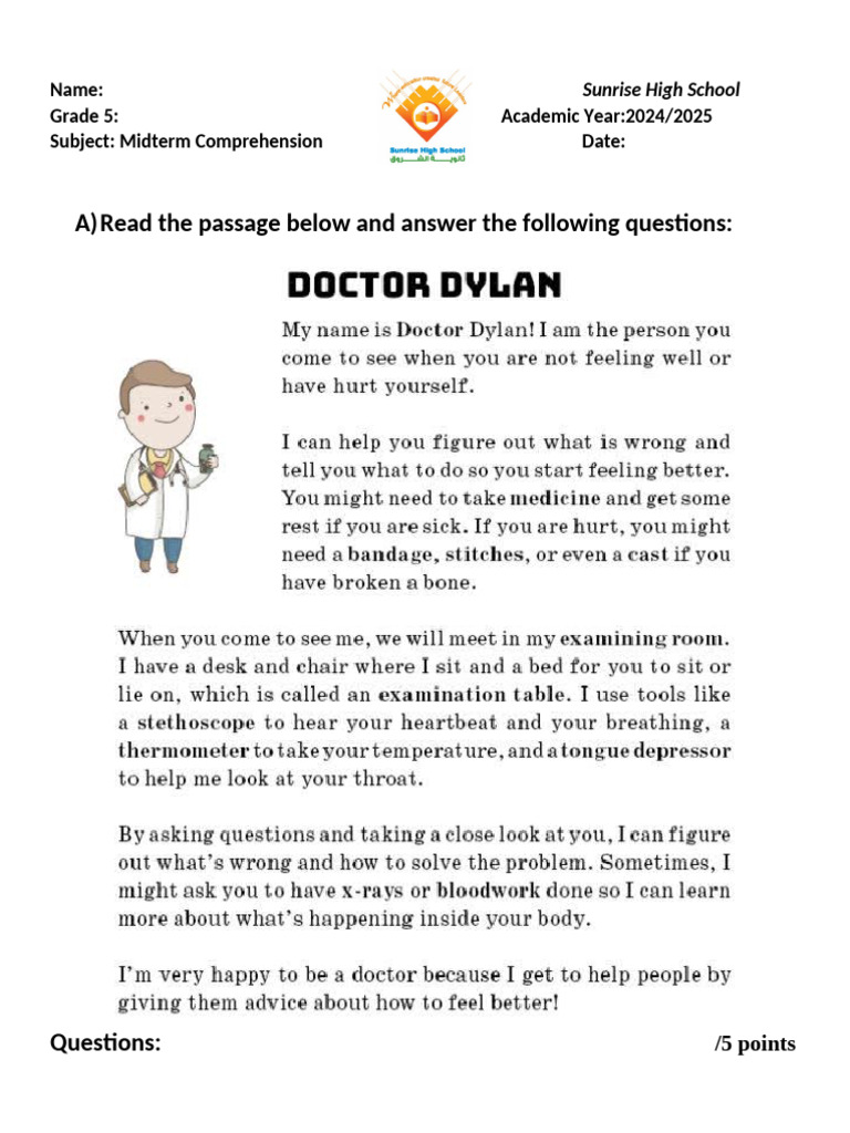 Grade 5 Midterm Comprehension Test | PDF