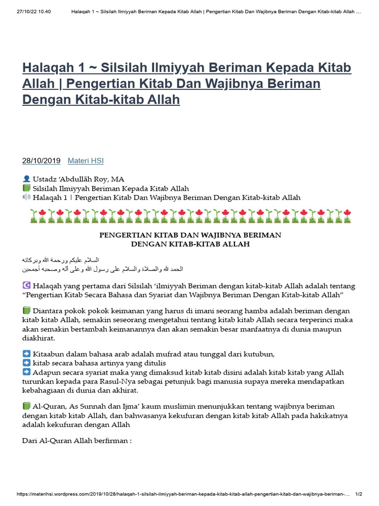 1 Pengertian Kitab Dan Wajibnya Beriman Dengan Kitab-Kitab Allah ...