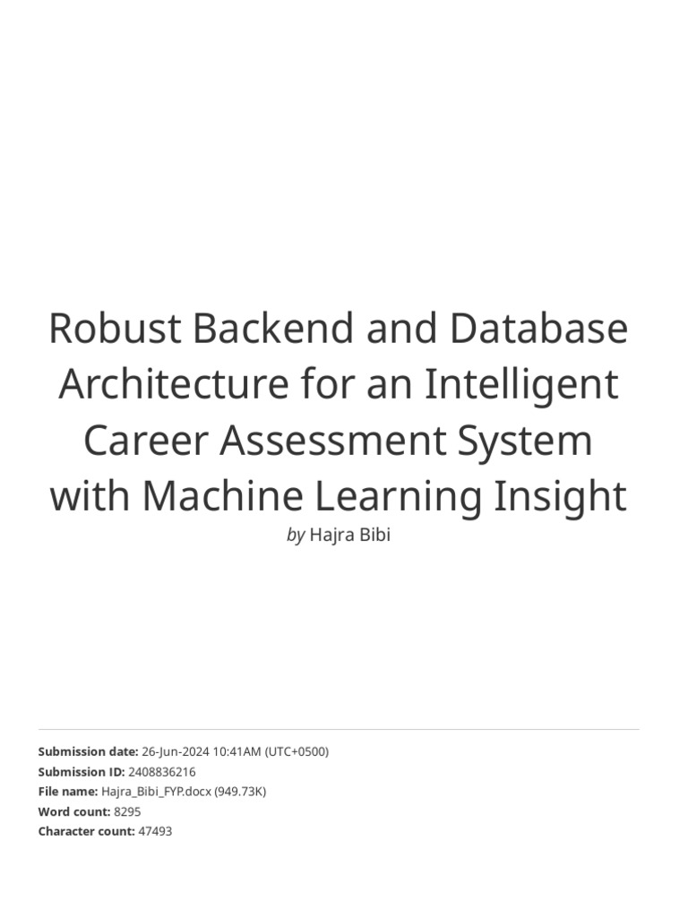 Robust Backend and Database Architecture for an Intelligent Career Assessment System With ...