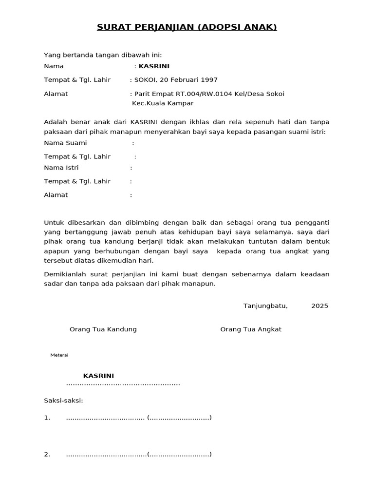 SURAT_PERJANJIAN_ADOPSI_ANAK | PDF