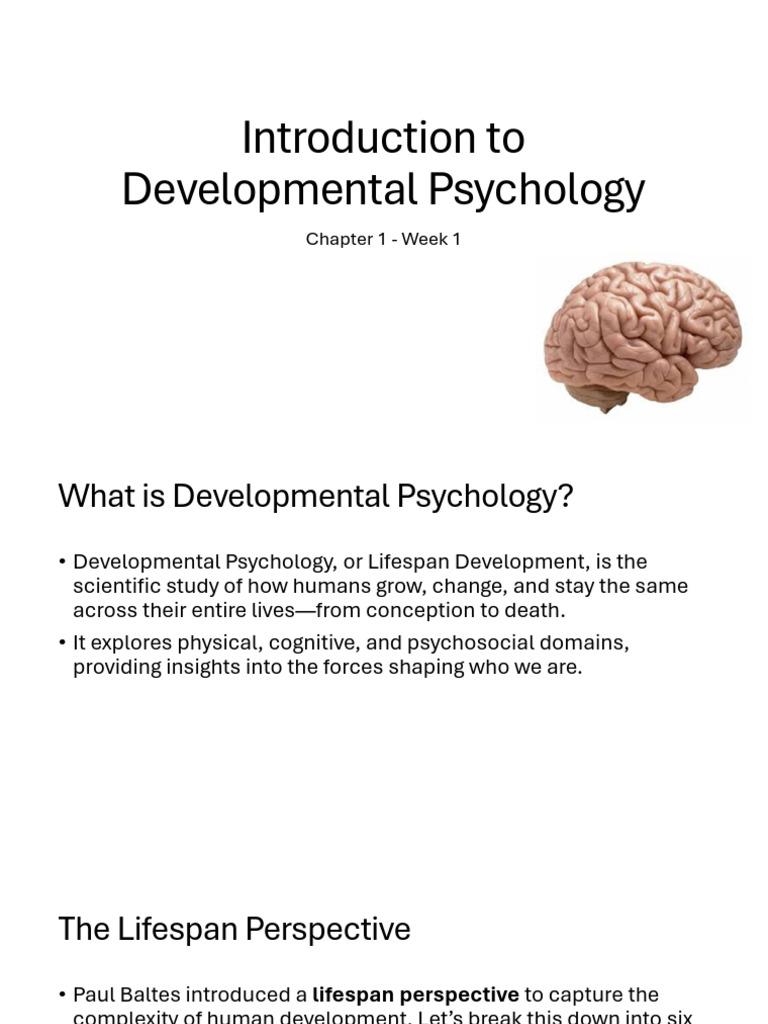 Chapter 1 - Week 1 - Introduction To Developmental Psychology | PDF ...