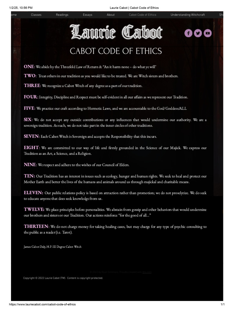 Laurie Cabot - Cabot Code of Ethics | PDF | Witchcraft