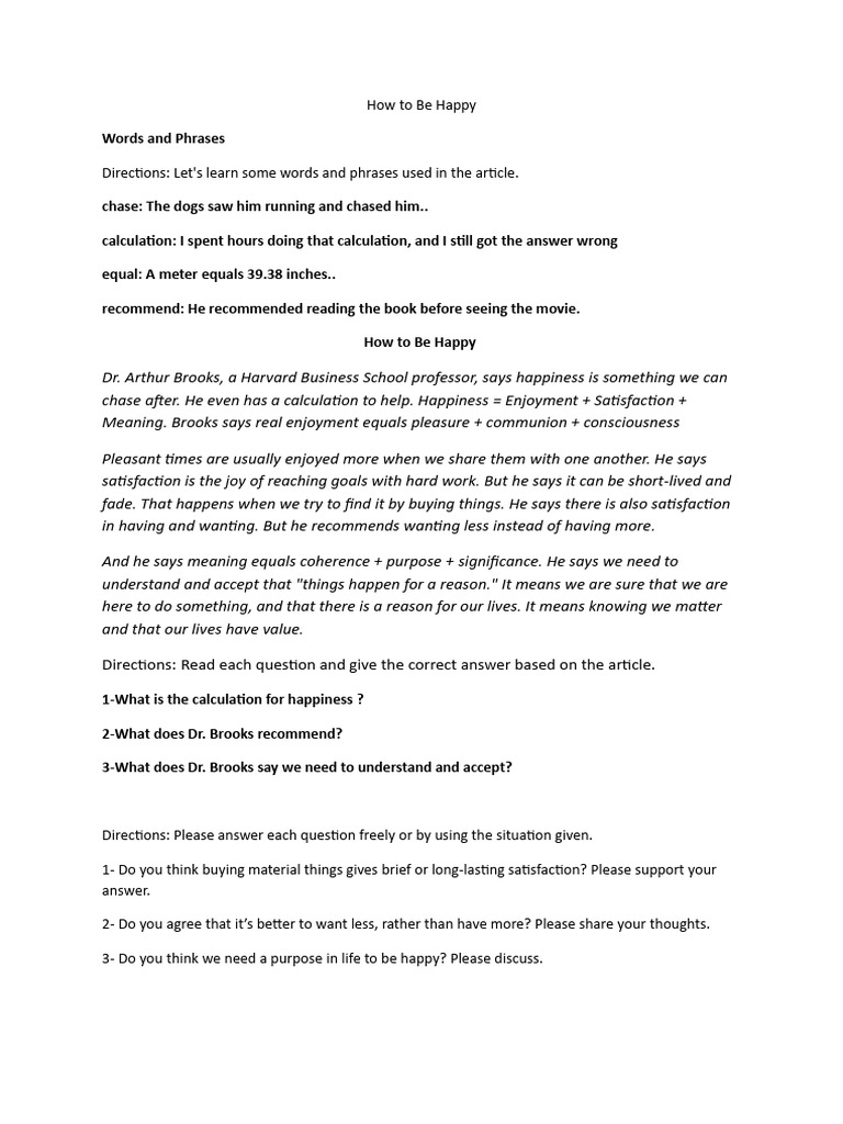 How To Be Happy | PDF