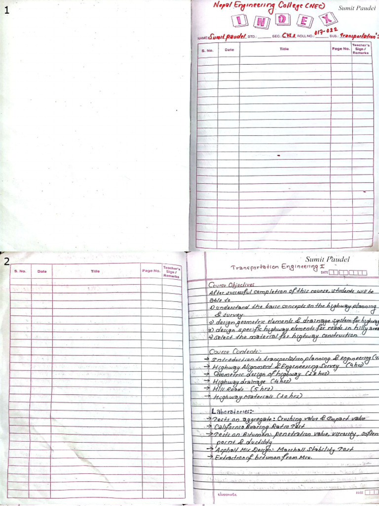 Transportation Engineering I Notes by Sumit Paudel (nec) | PDF