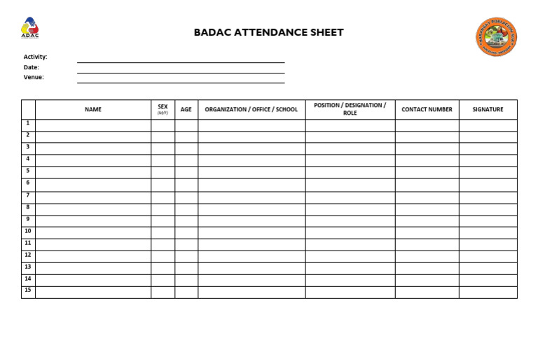 Badac Attendance Sheet Poblacion Sur | PDF