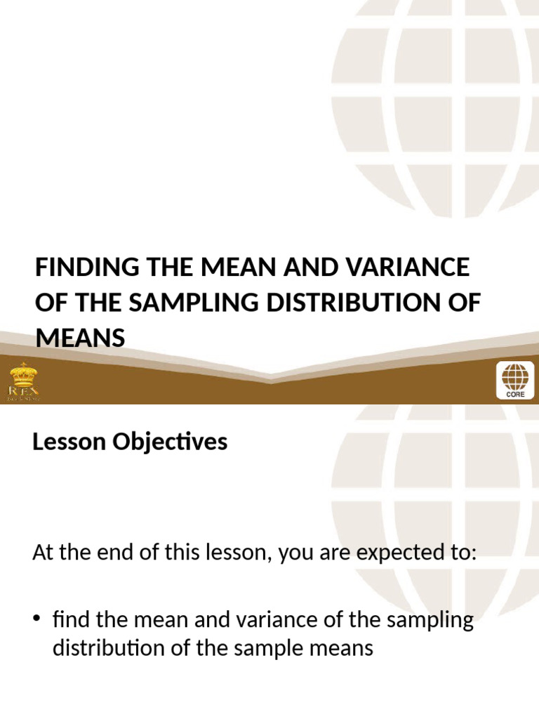 PSUnit_III_Lesson_2_Finding_the_Mean-_and_Variance_of_the_Sampling ... PSUnit_III_Lesson_2_Finding_the_Mean-_and_Variance_of_the_Sampling ...