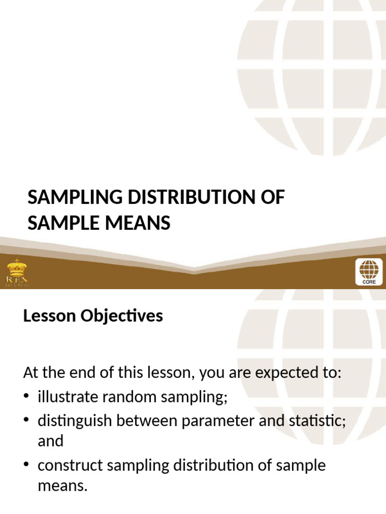 PSUnit III Lesson 1 Sampling Distribution of Sample Means | PDF | Mean | Probability Distribution