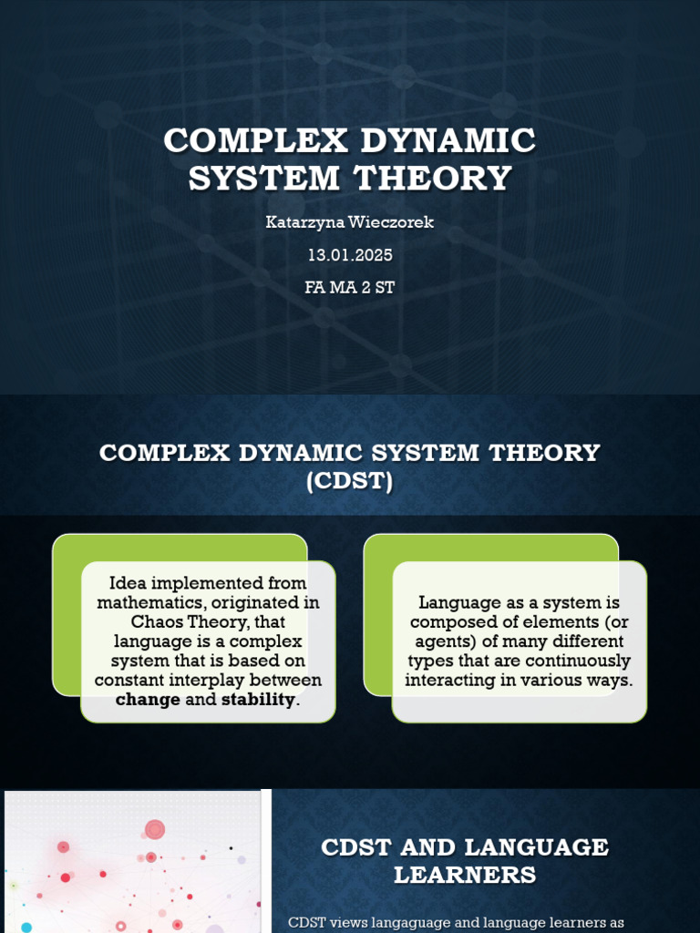 Complex Dynamic System theory | PDF | System | English As A Second Or Foreign Language