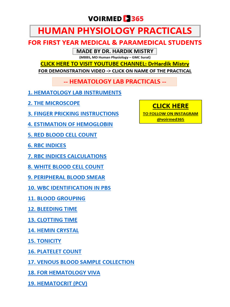 physiology practical | PDF | Blood Plasma | Medical Specialties