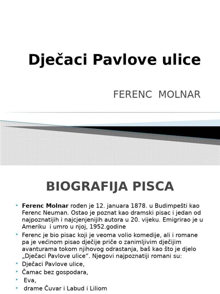 Dječaci Pavlove Ulice | PDF