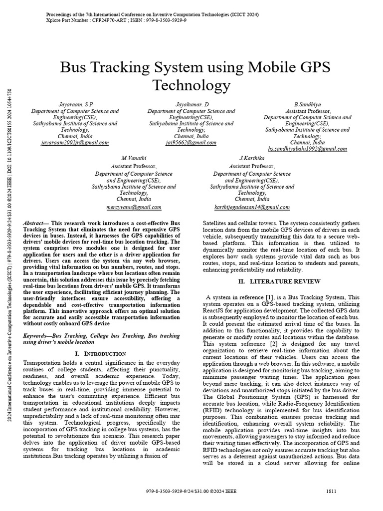 Bus Tracking System Using Mobile GPS Technology | PDF | Global Positioning System | Internet Of ...