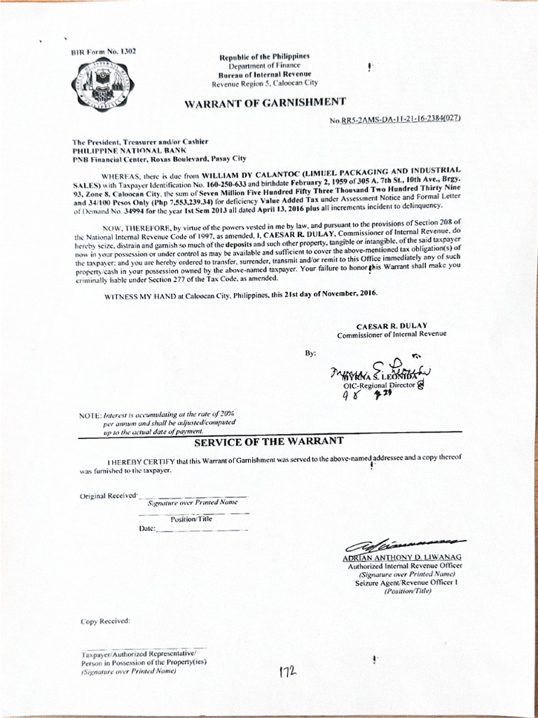 BIR Form No. 1302 | PDF