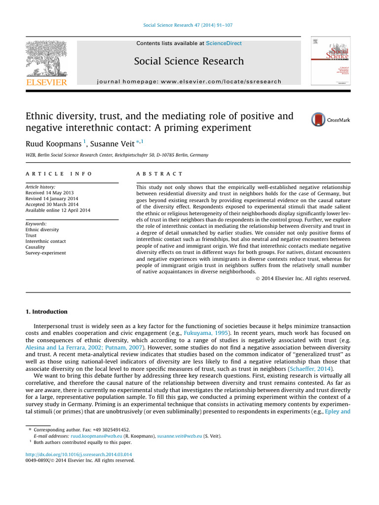 Ethnic Diversity, Trust, and The Mediating Role of Positive and ...