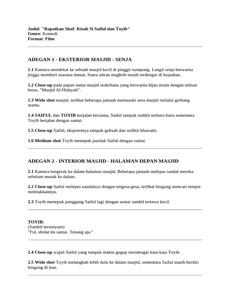 Rancangan Adegan | PDF