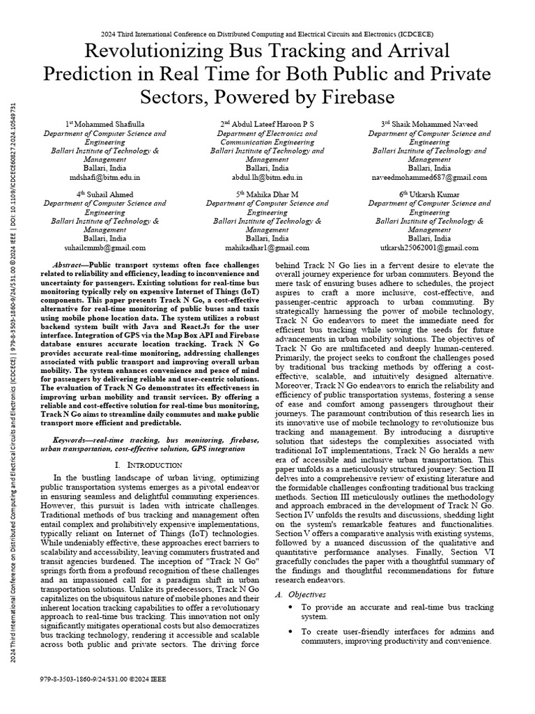 Revolutionizing Bus Tracking and Arrival Prediction in Real Time For Both Public | PDF ...