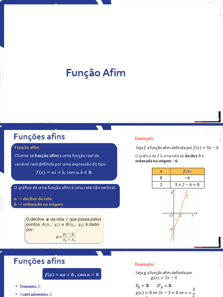 Matemática A 10.º-Função Afim | PDF | Função (Matemática) | Análise
