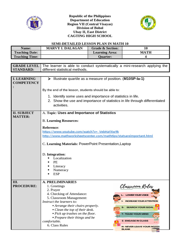 G10-Q4-WEEK1-DAY2-Uses and Importance of Statistics | PDF | Statistics ...