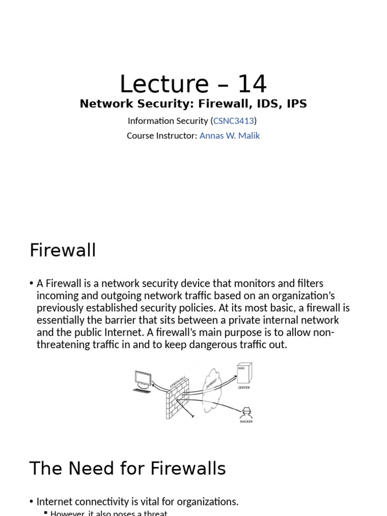 Lecture-14-Firewall | PDF | Internet Protocol Suite | Firewall (Computing)