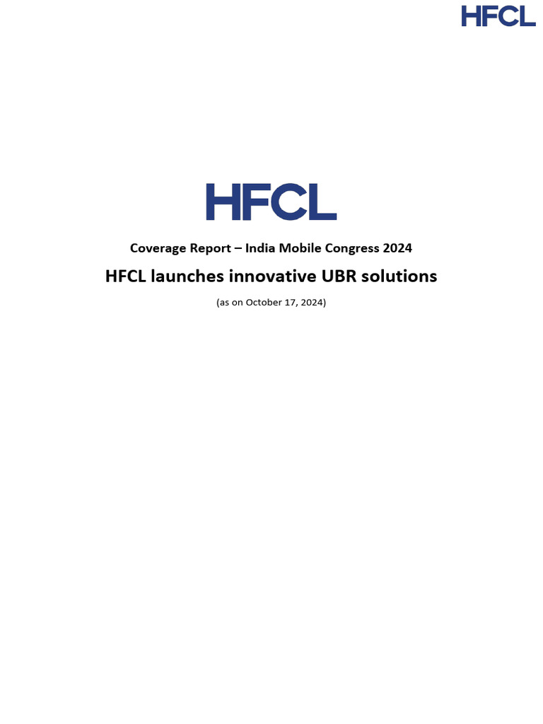 IMC 2024 Coverage Report - HFCL Launches Innovative UBR Solutions (As ...