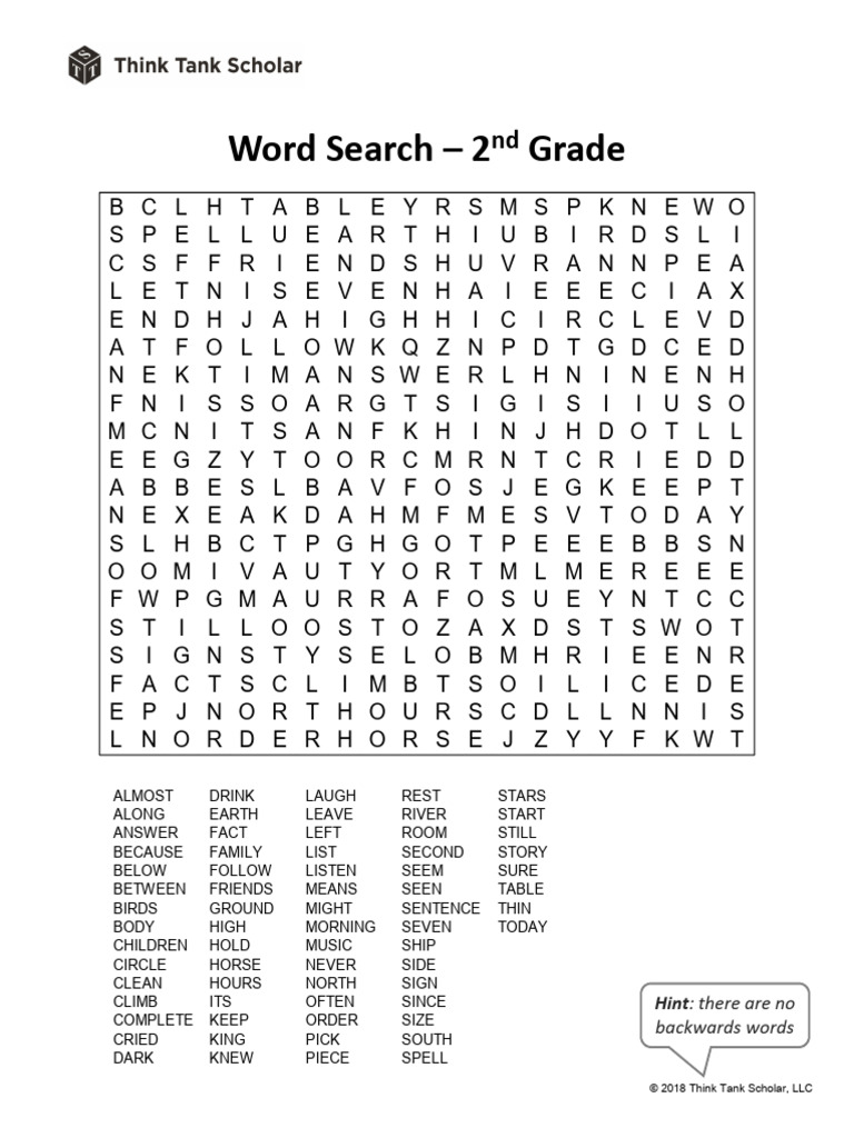 2nd Grade Word Search Puzzle | PDF