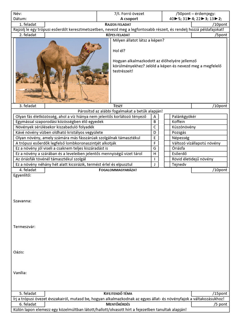 Biologi Felmerő Megoldas OFI 7 Osztaly 2 PDF | PDF