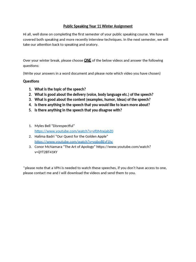 Y11 Public Speaking | PDF