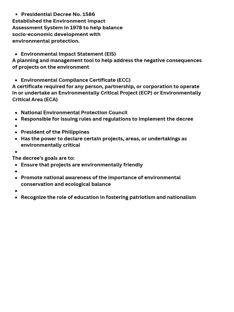 Presidential Decree No. 1586 Established the Environment Impact ...
