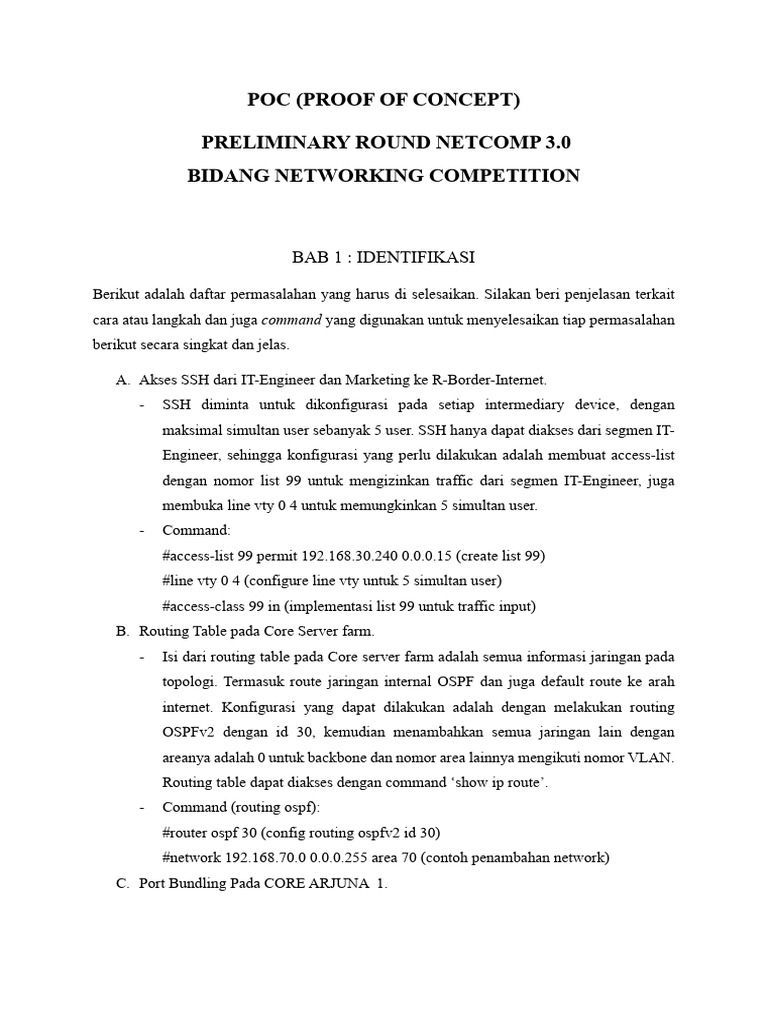 SAMPLE PoC Penyisihan Networking Netcomp 3.0 | PDF