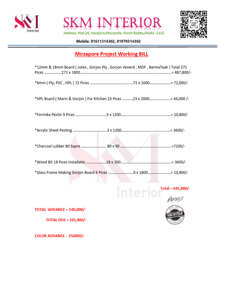 Mirzapore Project Billing Summary | PDF
