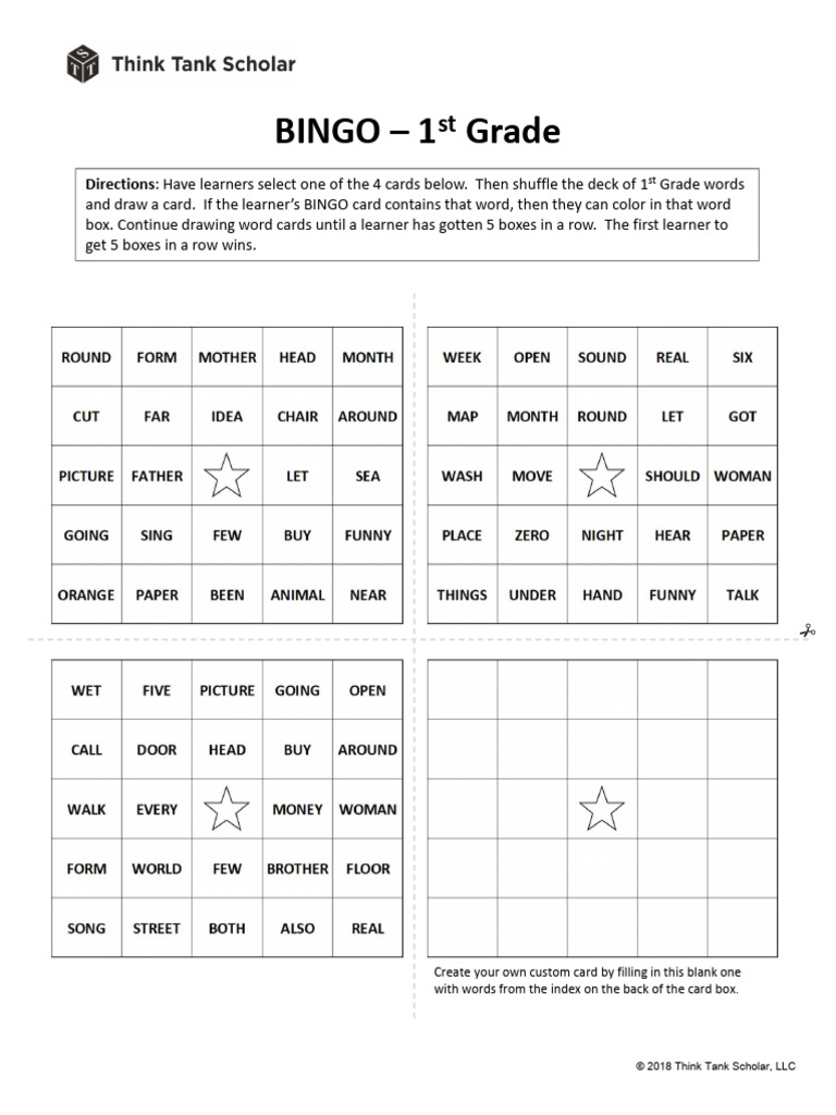 Sight Words Worksheet Free 1st Grade Bingo 2 | PDF