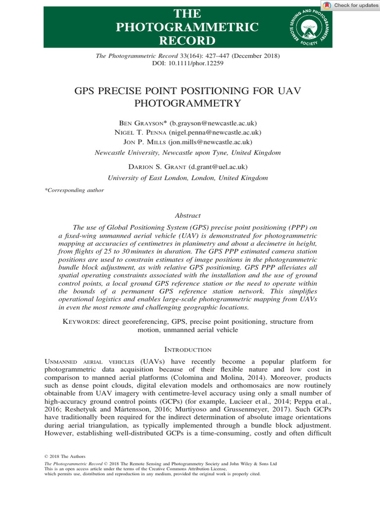 The Photogrammetric Record - 2018 - Grayson - GPS Precise Point ...