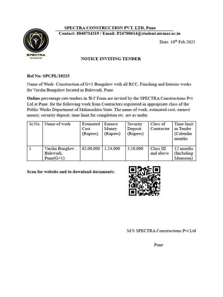 Nit Spectra Construction PVT | PDF | Private Law | Business Law