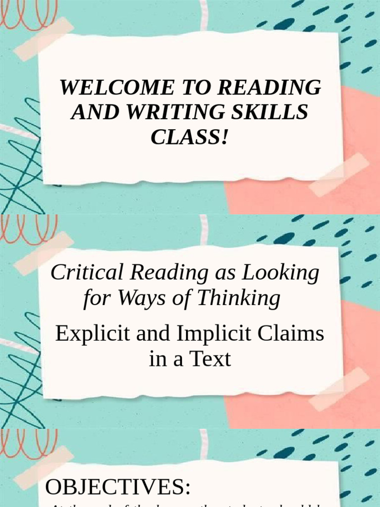 Rws Lesson 8 Explicit and Implicit Claims | PDF