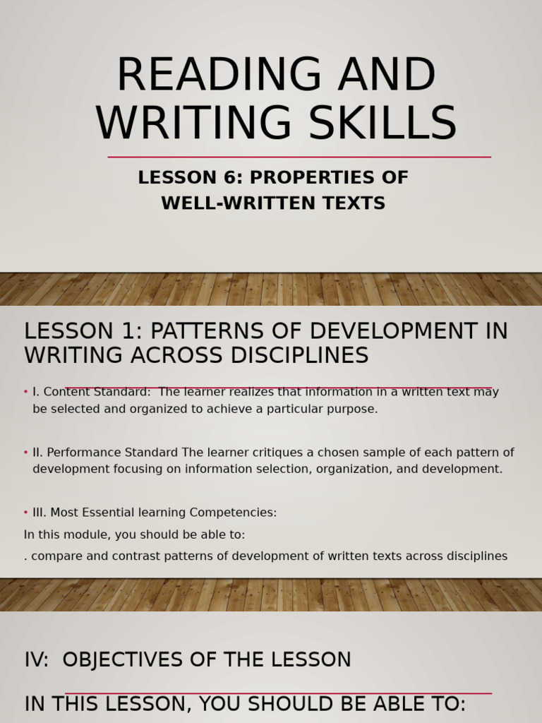 RWS Lesson 7 8 Patterns of Development in Writing | PDF | Persuasion | Cognition