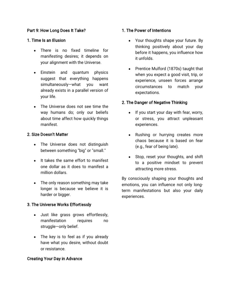 Part 9 - How Long Does It Take & Daily Experience | PDF | Thought ...