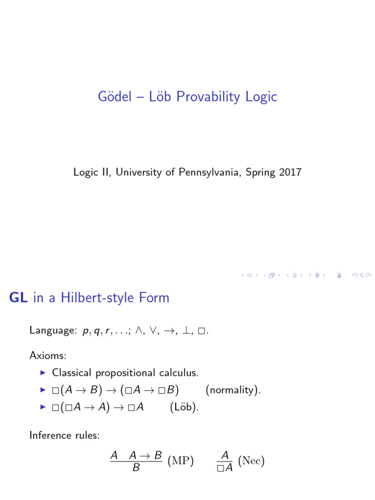 Godel Lob Provability Logic | PDF | Mathematical Logic | Interpretation (Logic)