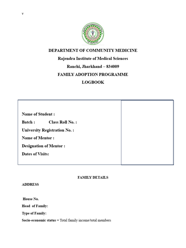 FAMILY - ADOPTION - PROGRAMME Format | PDF | Water | Family Planning