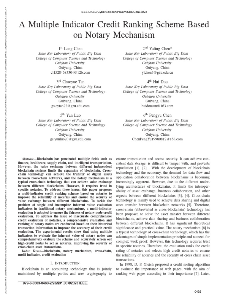 A Multiple Indicator Credit Ranking Scheme Based On Notary Mechanism | PDF | Applied Mathematics ...