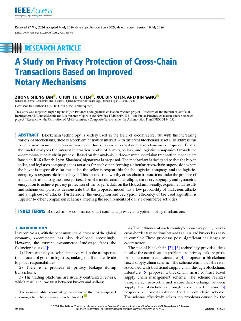 A Study On Privacy Protection of Cross-Chain Transactions Based On Improved Notary Mechanisms ...