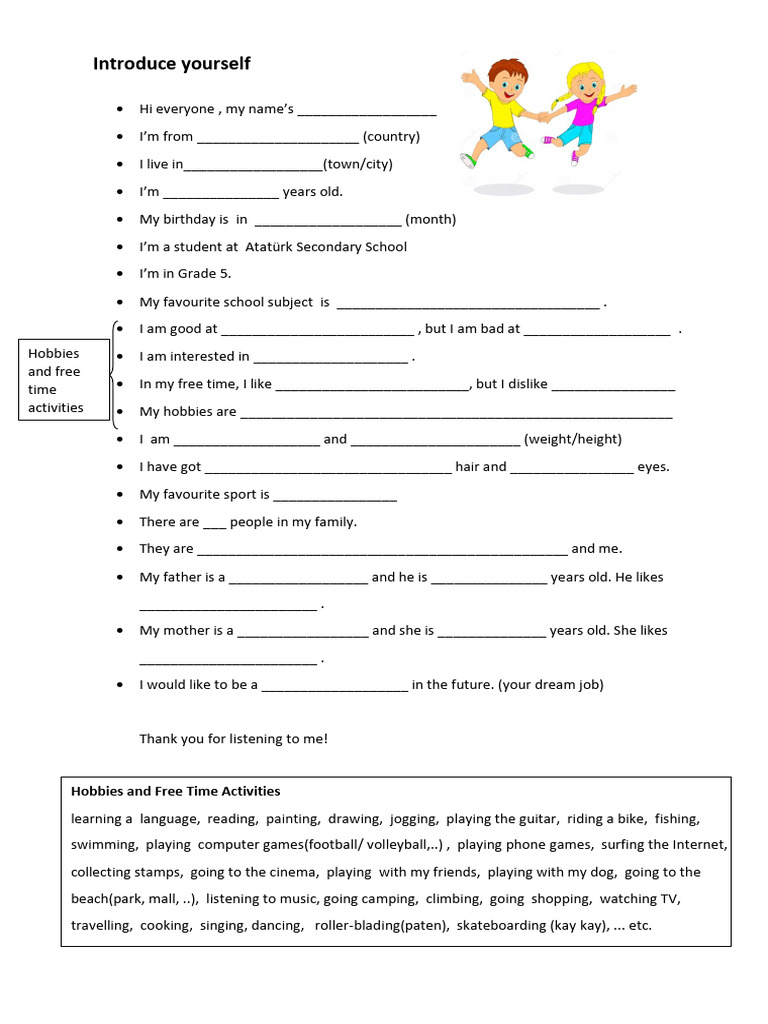 Introduce Yourself Templates Layouts | PDF