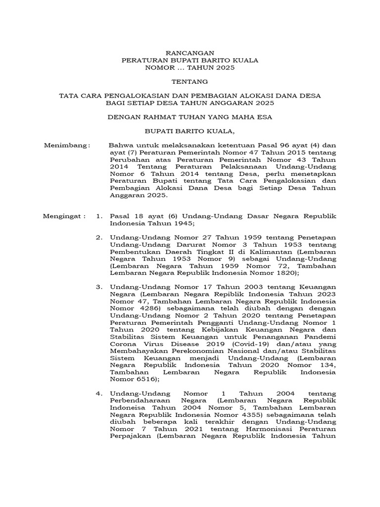 Rancangan Perbup Add 2025 | PDF