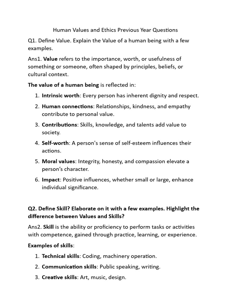 Human Values and Ethics Previous Year Questions 2023 | PDF | Cybercrime ...